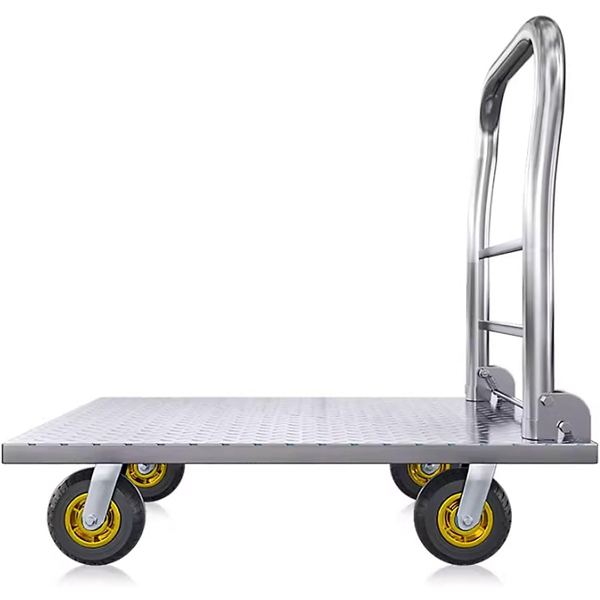 Platform Truck Flat Handtruck Steel Platform Truck 60cm * 90cm Folding Push Cart Load 330 Lbs Moving Dolly Cart Portable Flatbed Cart Reliable