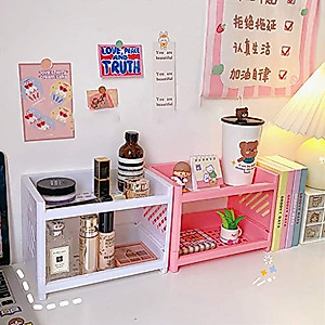 zgs78hh Double Layer Hollow Shelf, Plastic Cosmetics Desktop Finishing Bathroom Accessories Organizer,Storage Rack,2 Tier Shelf Holder, White