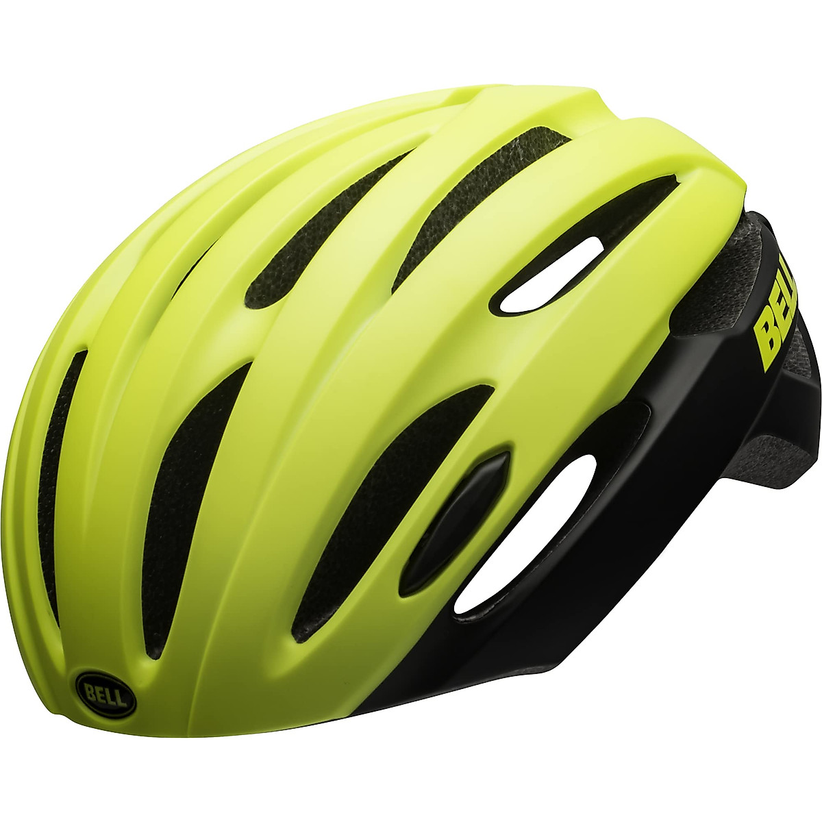 Bell Avenue LED Adult Road Bike Helmet - Matte/Gloss Hi-Viz/Black (2021), Universal Adult (53-60 cm)