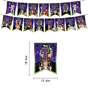 Sorva Peso Pluma Party Decorations for Fans,Rapper Singer Themed Party Decorations Include 1 Pcs Happy Birthday Banner,1 Pcs Pluma Cake Topper,12 Pcs Cupcake Topper,16 Pcs Balloon for Birthday Party B