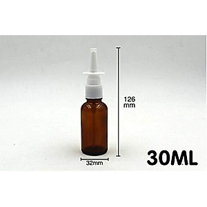 XINGZI 6PCS 1Oz 30ML Empty Refillable Amber Glass Nasal Spray Bottles Sprayers Pump Cleanser Container For Cosmetic Saline Nasal Sprays Wash Dispensing