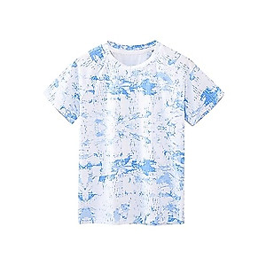 Mufeng Kids Boys Girls Quick Dry Breathable Raglan Sleeve T-Shirt Sun Protection Shirts for Workout Football Basketball Blue 9-10 Years