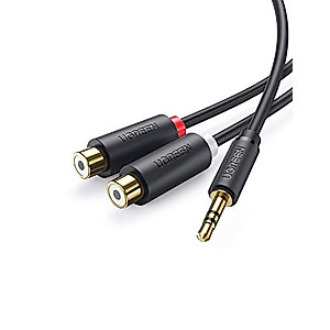 UGREEN 3.5mm Male to 2 RCA Female Jack Stereo Audio Cable Y Adapter Gold Plated Red and White to Headphone Cord Compatible with iPhone iPod iPad MP3 TV DVD Player DJ Controller Mixer Speaker, 0.8 Feet