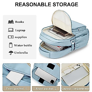 WEPOET Lightweighr College School Backpacks For Women,Classic Middle Student Bookbag For Teens Girls,Waterproof Middle School Bag Boys,(Blue)