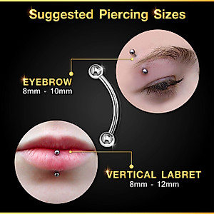KJM Fashion 4PCS Surgical Steel Curve Barbell 16g 1.2mm 9mm 3mm Ball Tragus Daith Lip Eyebrow Earrings Rook Piercing Jewelry 7484