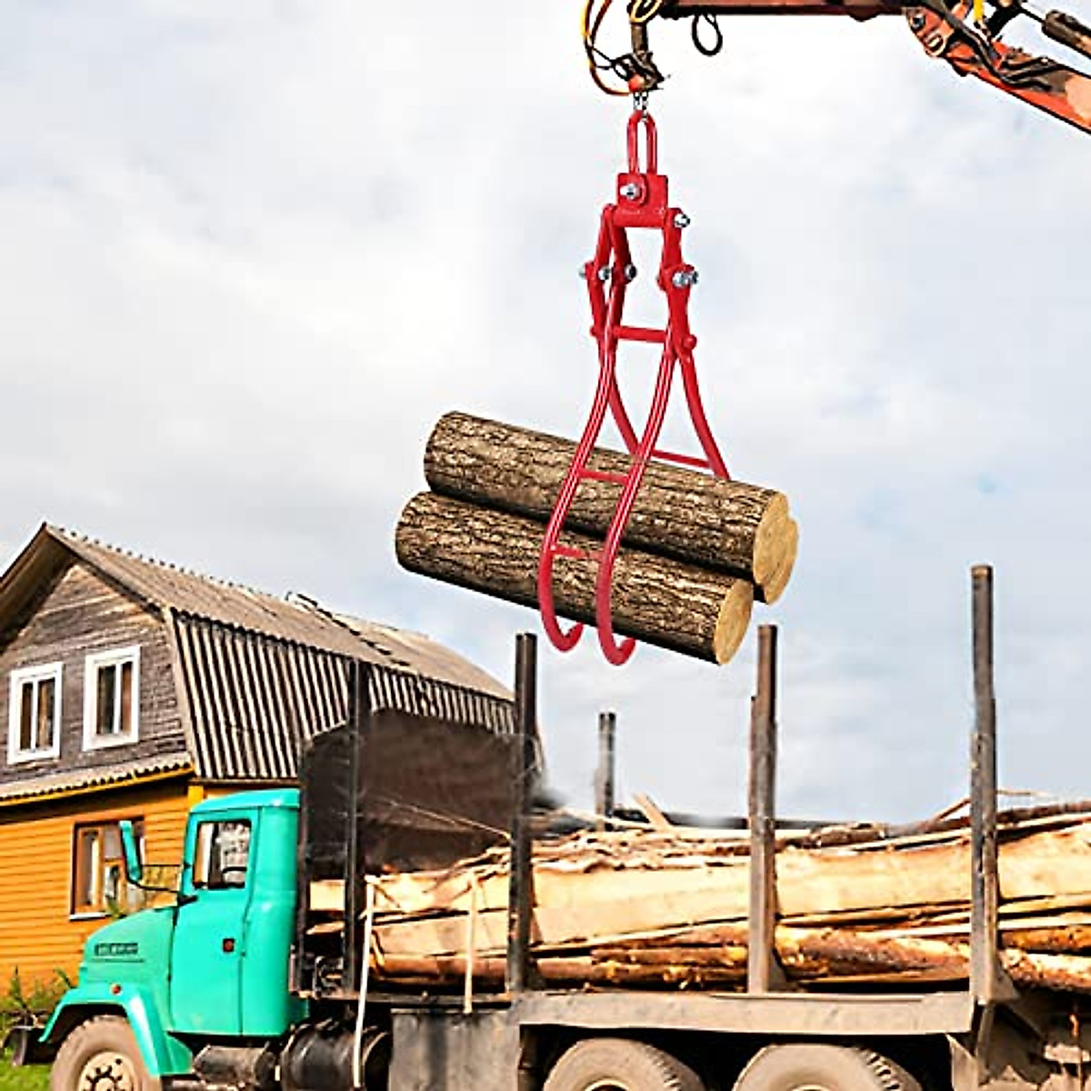 MegaChoice 28" Log Lifting Tongs with 1 Pair Gloves Heavy Duty 4 Claws Felled Timber Claw Hook Logging Grabber