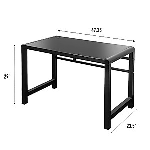 Jerry & Maggie - Tempered Glass Computer Desk Strength Sturdy Surface Laptop Desk Dinning Cocktail Table USB Accessory Attribute Professional Office Desk Modern Plain Legs Personal Workstation Black