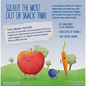 Plum Organics Applesauce, Blueberry & Carrot, 3.17 Oz, 4 Ct