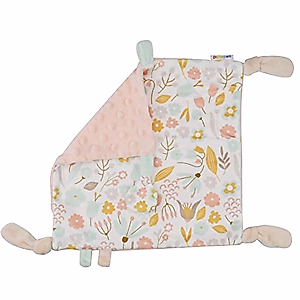 Dr.Rapeti Tag Security Blanket for Baby Infant Toddler Kid 10x10inches Washable Sensory Toy Lovey Appease Blanket (Flower)