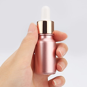 6 Pcs,10ml Coated Pink Glass Essential Oil Dropper Bottle,Empty Thick Glass Perfume Diffuser Vials With Glass Pipette&Rose-Gold Lid Travel Liquid Holder,Ray Protection Container-FREE 2 Funnel