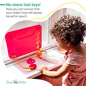 BUSY BABY Toy Bungee for Baby Toys, Dishwasher Safe, Made with 100% Food-Grade Silicone (Yellow)