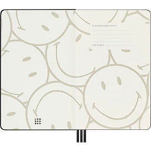 Moleskine Limited Edition Smiley Positivity Planner, Hard Cover, Large (5" x 8.25"), Undated Planner, Black, 240 Pages