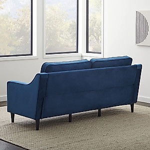 Edenbrook Jensen Upholstered Couch - Blue Velvet Living Room Couch - Seats Three - Modern Scoop Arm Design