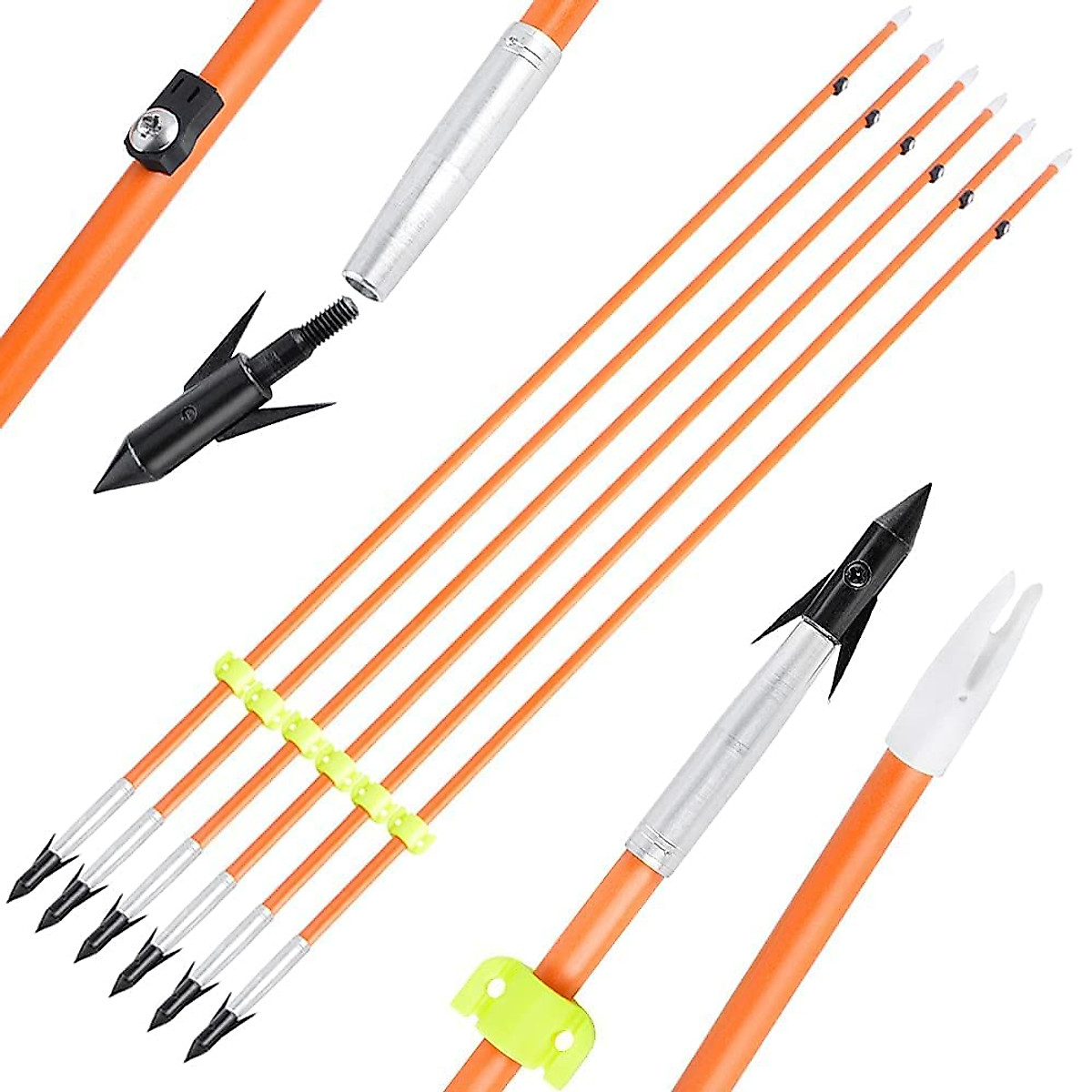 AMEYXGS Bowfishing Arrows Combo Kit with Reel 40m Fishing Rope Fiberglass Bow Fishing Arrows with Safety Slides for Compound Bow recurve Fishing Hunting (Type 2 Kit)