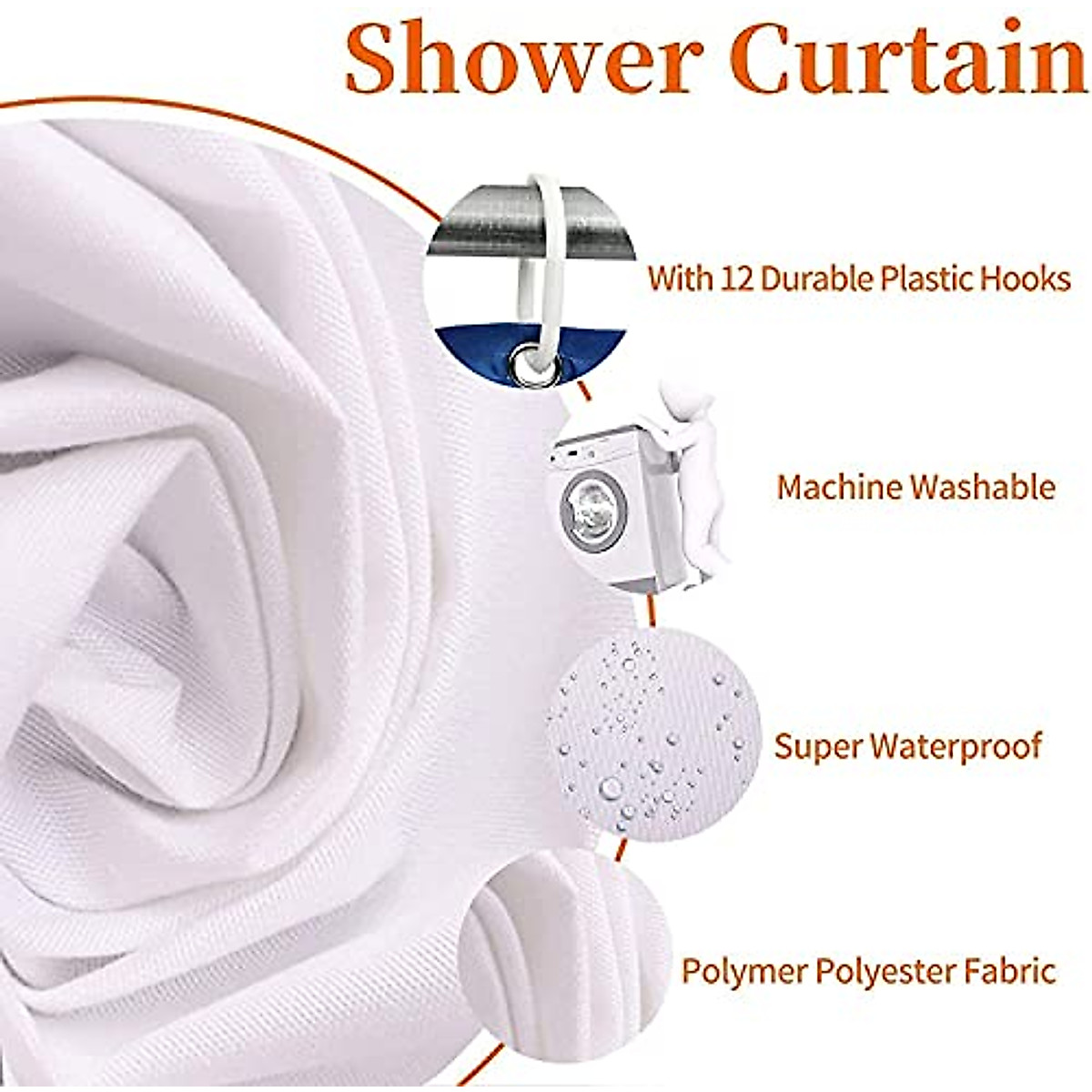 4PC Fall Thanksgiving Bathroom Set, Orange Pumpkin Shower Curtain Set with Shower Curtain and Rugs and Accessories,Bathroom Decor Shower Curtains with Soft Non-Slip Bath Mat and Toilet Lid Cover Mat