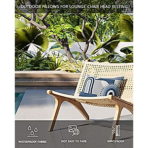 Recliner Head Pillow Ledge Loungers Chair Pillows with Insert Mid-Century Modern Curve Abstract Geometric Blue Gray Lumbar Pillow with Adjustable Strap Patio Garden Cushion for Bench Couch, 2 PCS