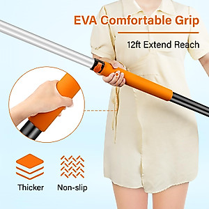 Light Bulb Changer,18FT Reach High Light Bulb Changer with Basket and Suction Cup,Light Bulb Changer for High Ceilings with 3-12FT Telescopic Extension Pole for High Ceilings and Recessed Lights