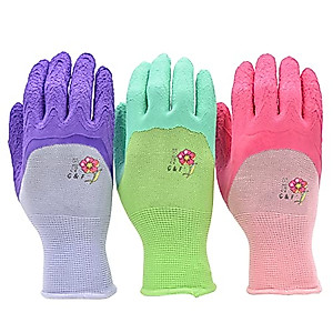 Women Gardening Gloves with Micro Foam Coating - Garden Gloves Texture Grip - Women’s Work Gloves 3 Pair Pack - Working Gloves For Weeding, Digging, Raking and Pruning