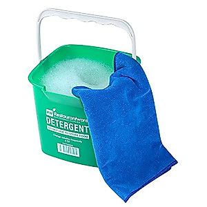 RW Clean 6 Quart Cleaning Buckets, 10 Detergent Square Buckets - With Measurements, Built-In Spout And Handle, Green Plastic Utility Buckets, For Home Or Commercial Use, - Restaurantware