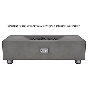 Pyromania Moderne Outdoor Concrete Fire Table, 58 x 32 Inches - Natural Gas Model in Slate Gray Color