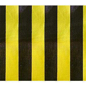 Polycotton Fabric Printed Medium Stripes Yellow Black / 60" Wide/Sold by The Yard