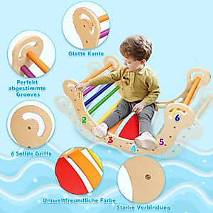 YOLEO Pikler Triangle Set, Foldable 5-in-1 Montessori Climbing Set Fun Baby Pickler-3 Piece Climbing Jungle Gym and Indoor Playground Climbing Toys for Toddlers 1-3 Inside