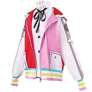 Women's Anime Uta Cosplay Costume Coat Red Long hoodie Uta Jacket Dress Suits with Accessories Halloween(uta-F, M)