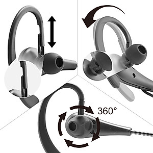 ALTEAM Wired Mono Single Headset One Hook Design Earphone Earbud with Bendable Boom Arm Mic, Adjustable Ear Angle and Earhook Length, 15mm Driver, 3.5mm TRRS Plug for Smart Mobile Cellphone Tablet PC