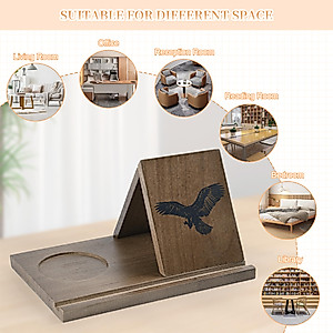 TEGIVONA Wood Small Bookshelf, Triangle Bookmark with Book Page Holder, Night Stand Book Holder, Mini Bookcase Rest with Coffee Drink Holder for Office, Book Rest and Mug Stand, Gifts for Book Lover