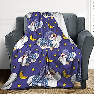 Sloth Throw Blanket- Warm Fuzzy Cozy Sloth Fleece Blanket Soft Lightweight Sloth Blanket for Office Travel Camping Sloth Gift for Women Men Kids…