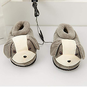 TRRAPLE USB Electric Heated Slippers, Electric Heated Foot Warmer Plush Dog Animal Slipper to Keep Feet Warmer Comfortable Warming Slippers