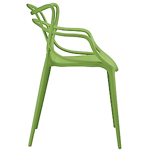 Modway Entangled Modern Molded Plastic Kitchen and Dining Room Arm Chair in Green - Fully Assembled