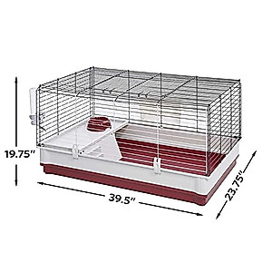 MidWest Homes for Pets 158 Wabbitat Deluxe Rabbit Home, Rabbit Cage, 39.5 L x 23.75 W x 19.75 H Inch, Maroon/White