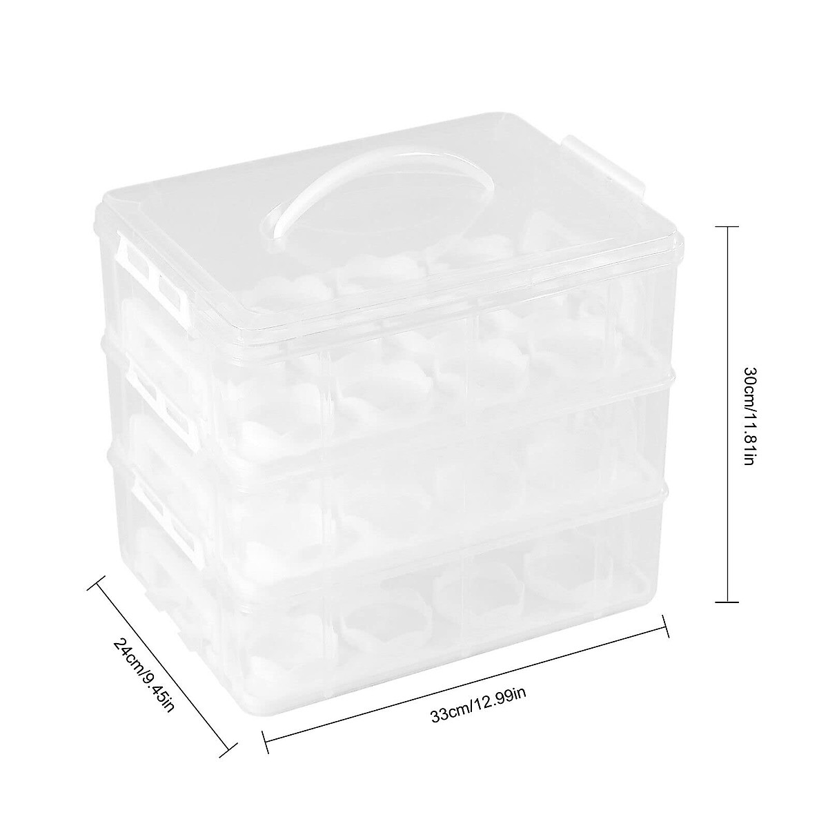 RENFANSHOP 3 Tier Cupcake Packing Box with Lid，Cupcake Muffin Carrier with Lid White Cakes Food Transporter Container Holds 36 Cupcakes or 3 Large Cakes Food with 3 Tier Stackable Layer Insert