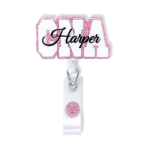 Custom Retractable Cute Name PA LAB LPN TECH MD RMA BSN EMT CNA LVN RN ID Badge Reels Holder for Nurse Coworkers Employee Hospital Doctor