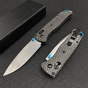 HUAAO EDC Bugout Knife, Axis Lock Knife with 8Cr13MoV Blade, Carbon Fiber Handle, Folding Pocket Knife with Belt Clip for Camping