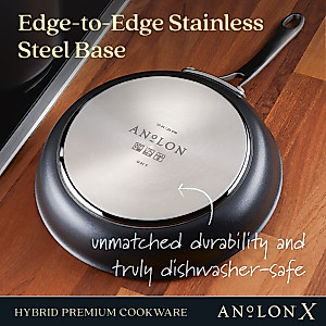 Anolon X Hybrid Nonstick Skillet Set, 12 Inch & 8.25 Inch, Dark Gray