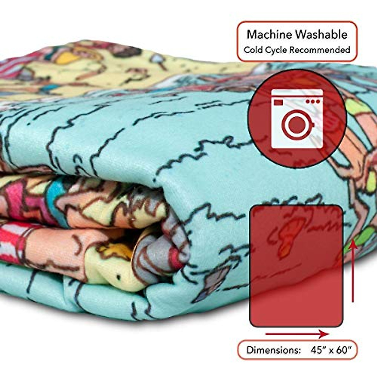JUST FUNKY Waldo Collectibles | Where’s Waldo On The Beach Fleece Throw Blanket | 45” x 60”