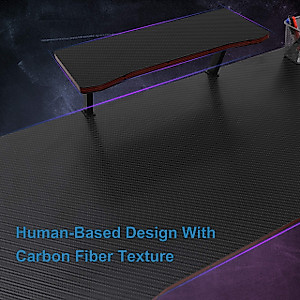 AuAg 44 inch Gaming Desk with Monitor Stand, Racing Style Home Computer Pc Table, Z-Shaped Gamer Game Work-Station with Cup Holder and Headphone Hook (44 inch)