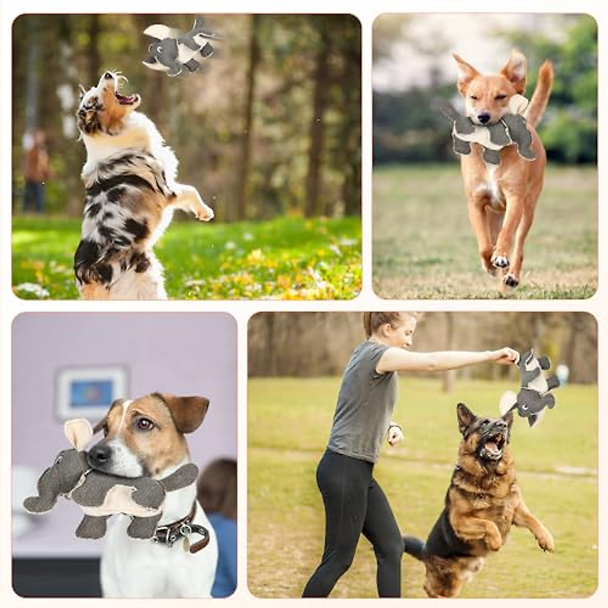 IOKHEIRA Dog Squeaky Toys, Tug of War Dog Plush Toy for Large Breed, Cute Animals Toys with Cotton Material and Crinkle Paper,Tough Chewing Toys for Puppy Breed (Seal, Elephant)