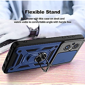 Suyomo for Oneplus Nord N20 5G Case with Tempered Glass Screen Protector [2Pcs],1+ Nord N20 Heavy Duty Case with Camera Cover Ring Holder Stand Shockproof Dual-Layer Protection Phone Case (Blue)