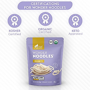 Wonder Noodles Keto Pasta - Spaghetti - Zero Carbs, Gluten-Free, Kosher, Vegan, Low-Calorie -Organic Konjac Noodles - (6 Individually Sealed Packs of 7oz each)