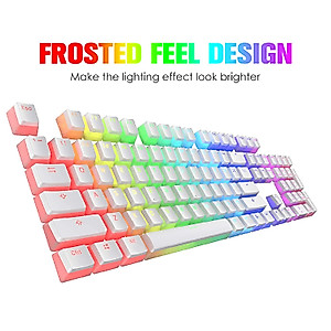 LexonElec Pudding Keycaps,Double Shot PBT Keycap Set with Translucent Layer for DIY RGB LED Backlit Gaming Mechanical Keyboards,Full 108 Key Set,OEM Profile,US Layout(White)