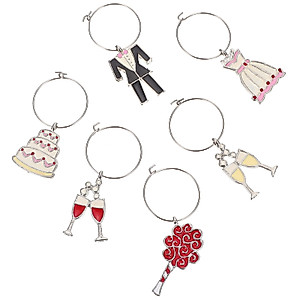 Wedding Wine Glass Charms Rings: Wine Glass Marker 6pcs Drink Glass Markers Cup Identifier Wine Charm Tags Wine Glass Clips for Champagne Flutes Cocktails Martinis