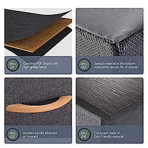 ROMOON Nightstand Chest with 3 Fabric Drawers, Bedside Furniture,Lightweight Accent Table, Storage Drawer Unit with Wood Top Fabric Bins for Bedroom, College Dorm, Closets,Nursery - Dark Gray