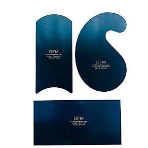 DFM Tool Works Blue Curved Cabinet Scraper Cards - Cabinet Scraper for Woodworking, Card Scraper Tool for Precision and Fine Finishes - Ideal Tool for Woodworking Projects - Made in USA (Set of 3)