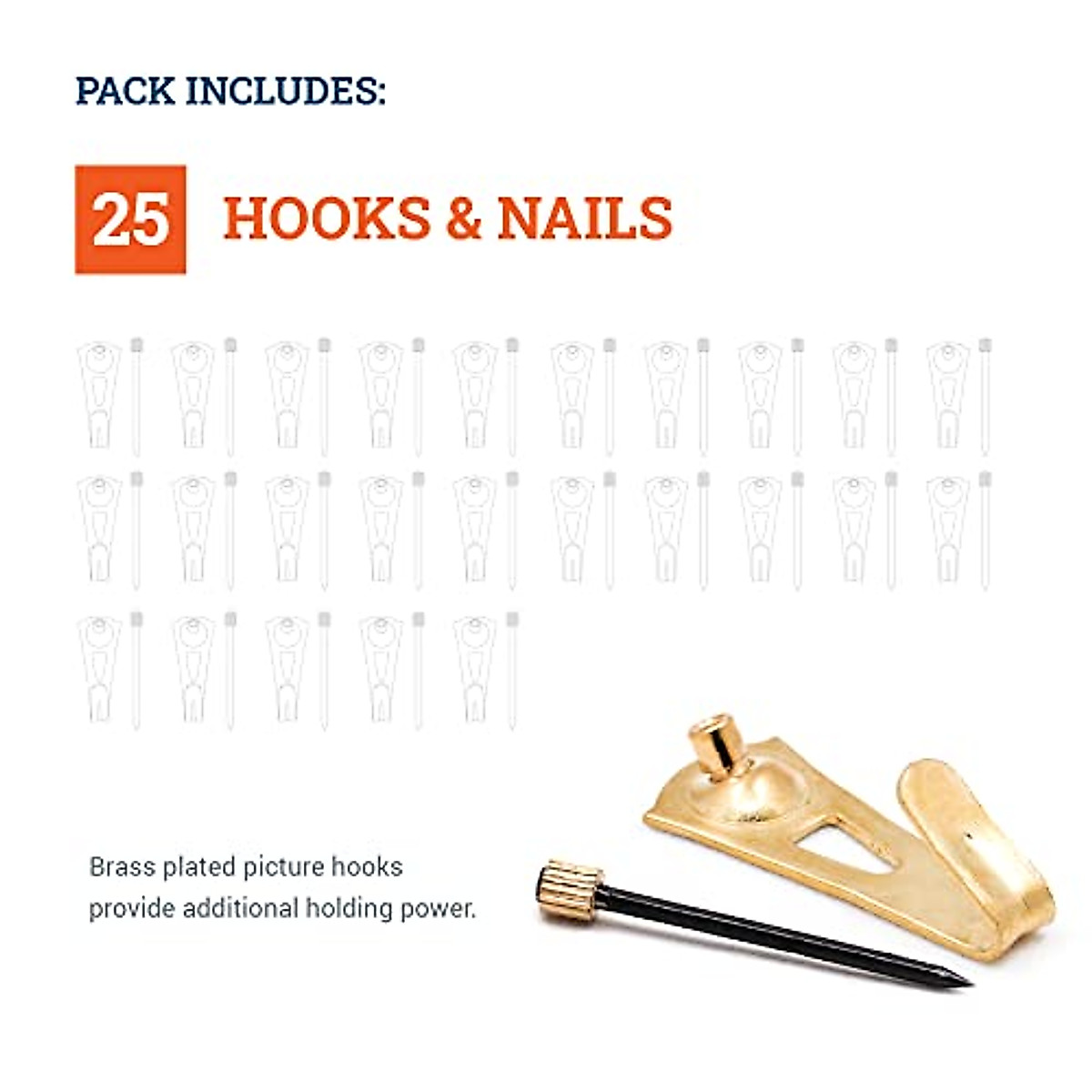 Plaster Picture Hangers 30 lbs - 25 Pack - Picture Hanging Nails - Picture Hanging Hooks - Picture Hang Solutions