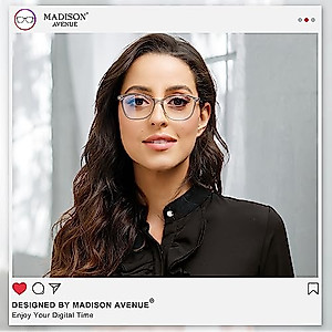 Madison Avenue Blue Light Blocking Glasses Anti Eyestrain UV Glare Blue Light Glasses for Women TV Phone Computer Gaming Eyeglasses (Transparent Grey)