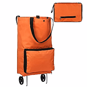 Bylesary Foldable Shopping Bag With Wheels, Reusable Grocery Bags Extra Large Foldable Heavy Duty Shopping Tote, With Reinforced Bottom & Handles, for Camping, Weekenders, Traveling