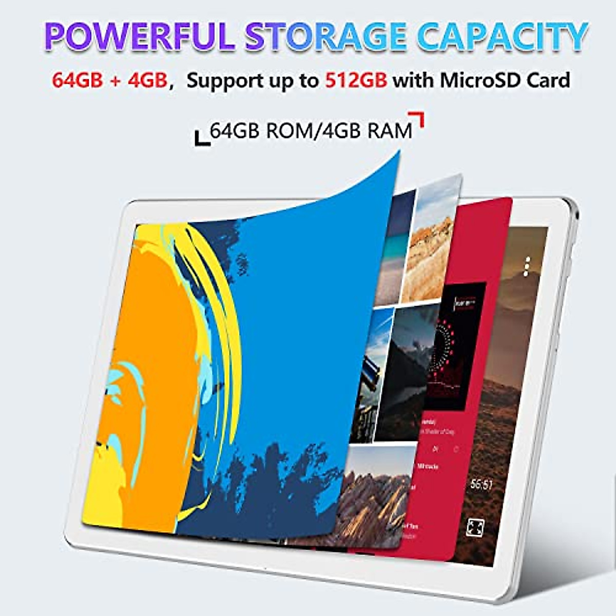 𝟮𝟬𝟮𝟯 𝗟𝐚𝐭𝐞𝐬𝐭 Tablet 10.1" Octa-Core Android 11 Tablet, 64GB Storage Tablet with Keyboard, Stylus, Dual 13MP+5MP Camera, WiFi, Bluetooth, GPS, 512GB Expand Support, IPS Full HD Display(Sliver)